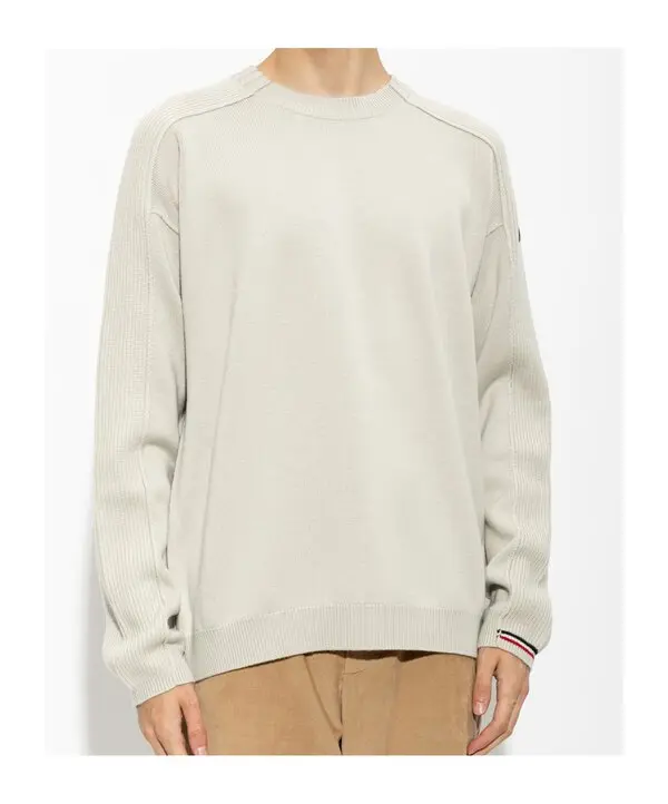 Moncler Logo Wool Sweater - Beige