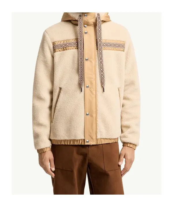 Moncler Geometric Trim Teddy Zip-up Hoodie