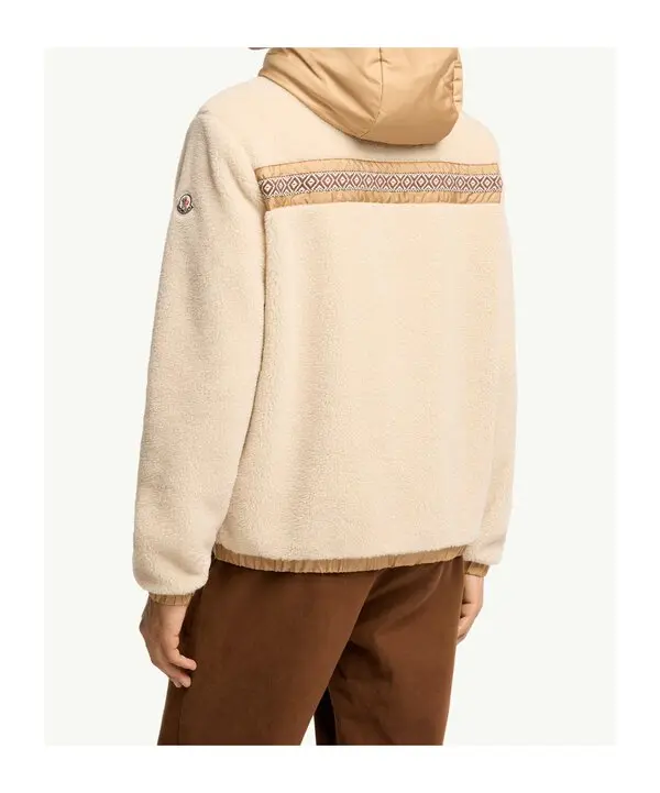 Moncler Geometric Trim Teddy Zip-up Hoodie