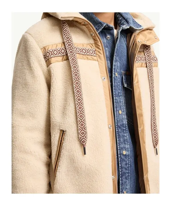 Moncler Geometric Trim Teddy Zip-up Hoodie