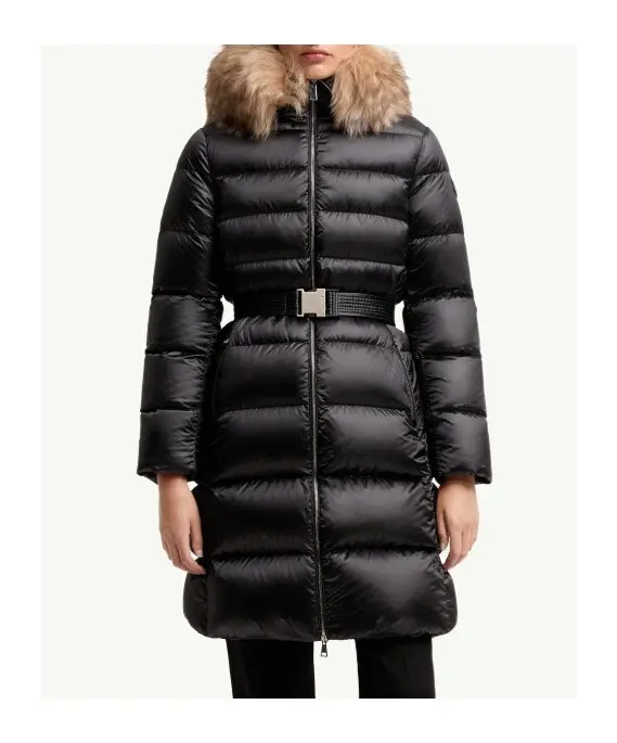 Moncler Leersies Shearling Trimmed Long Padded Coat