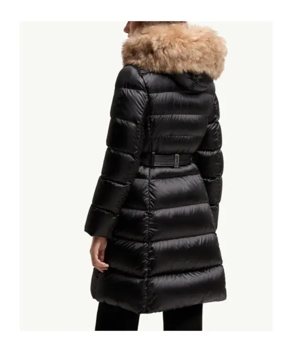 Moncler Leersies Shearling Trimmed Long Padded Coat