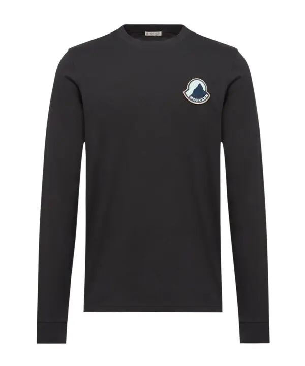 Moncler Logo Cotton Long Sleeve T-shirt - Dark Blue