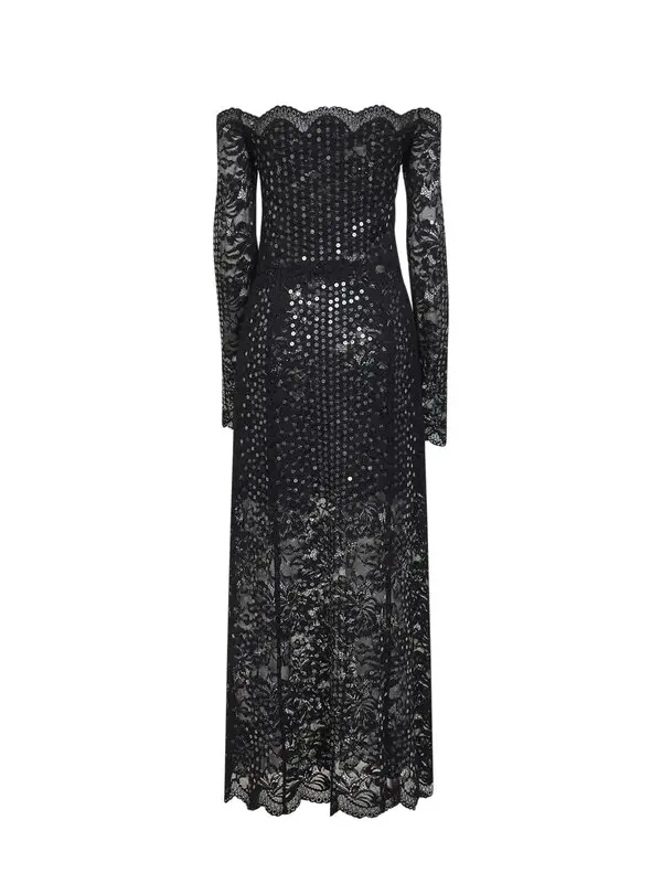 Rabanne Off-shoulder Sequin Lace Dress