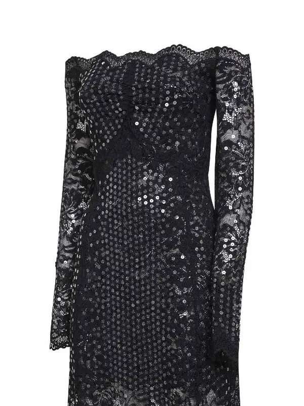 Rabanne Off-shoulder Sequin Lace Dress