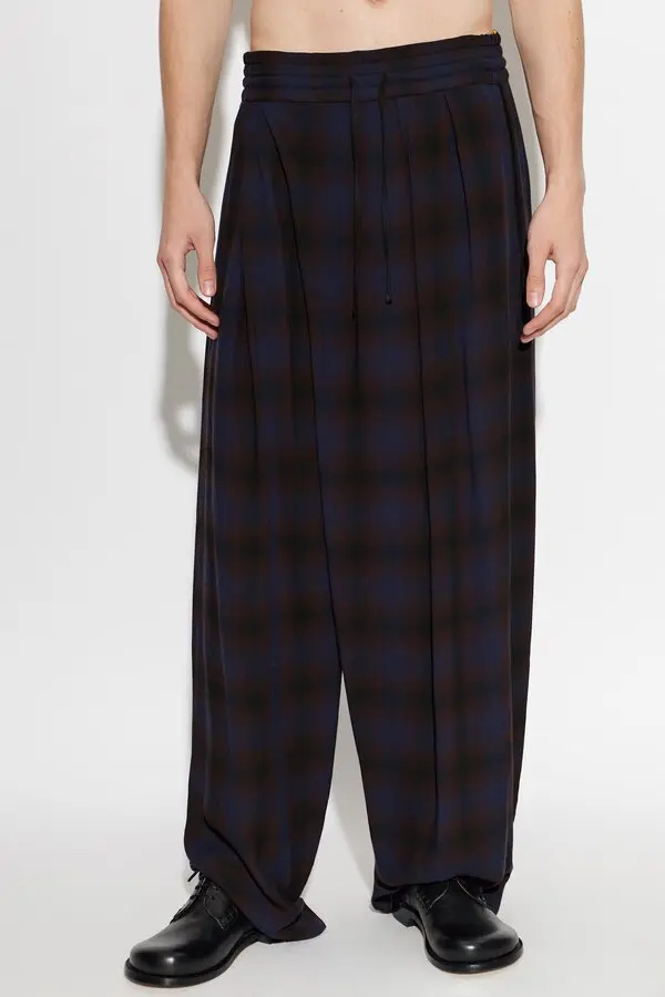 Dries Van Noten Checked Pants - Navy