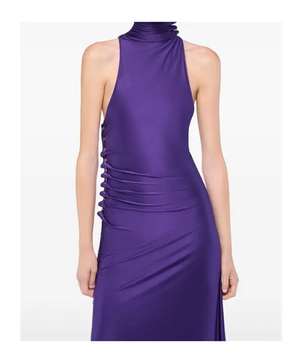 Rabanne Ruched High-neck Dress