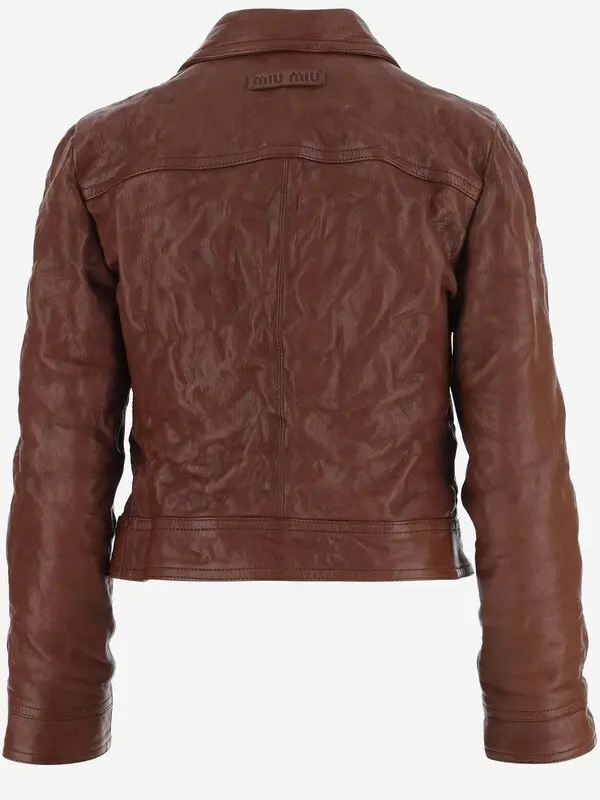 Miu Miu Long-sleeve Leather Jacket