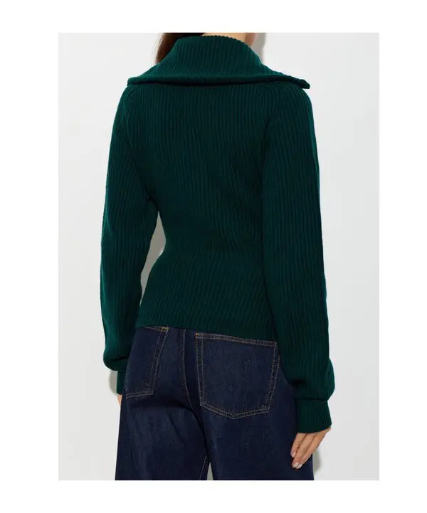 ANINE BING Collared Long-sleeved Zip-up Sweater