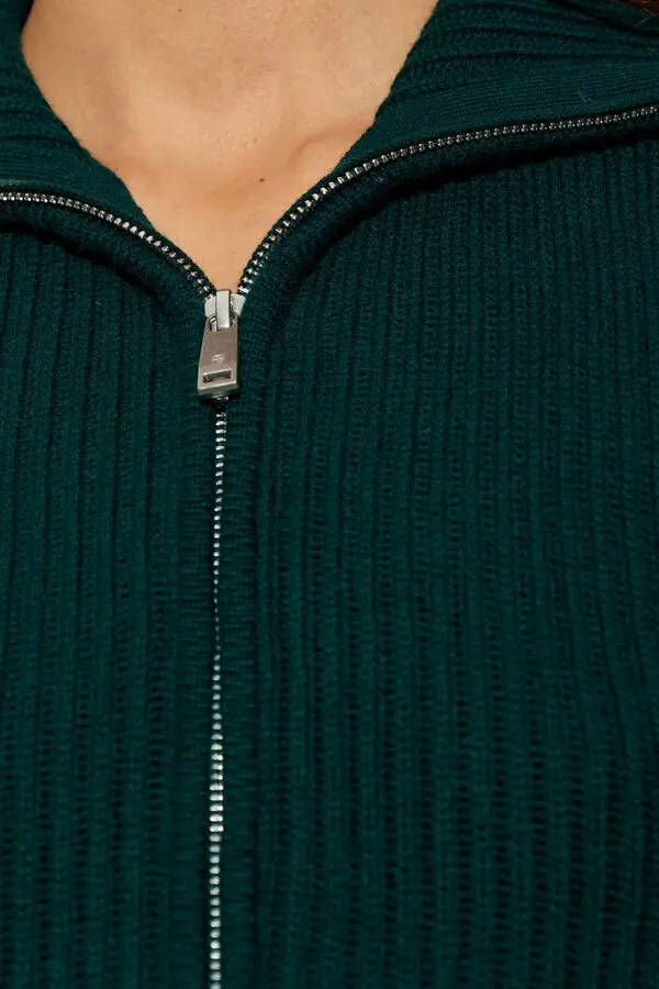 ANINE BING Collared Long-sleeved Zip-up Sweater