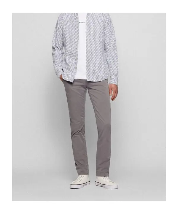 Hugo Boss Grey Slim Cotton Trousers - No