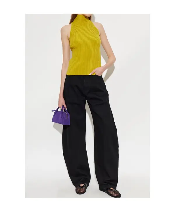 Alaïa Wool Stand-collar Top