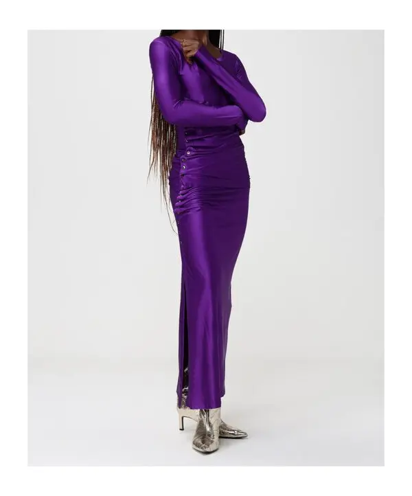 Rabanne Draped Satin Midi Skirt