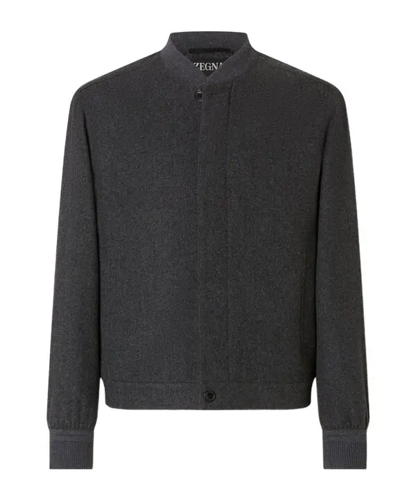 Zegna Dark Grey Multimelange Oasi Cashmere Elements Bomber - Dark Gray