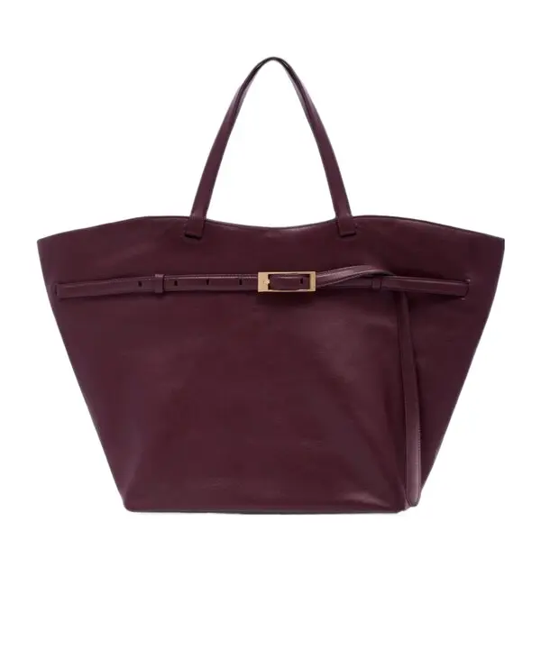 ANINE BING Elly Tote Small-grained Leather Fig - Red