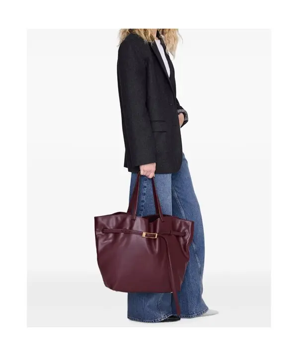 ANINE BING Elly Tote Small-grained Leather Fig