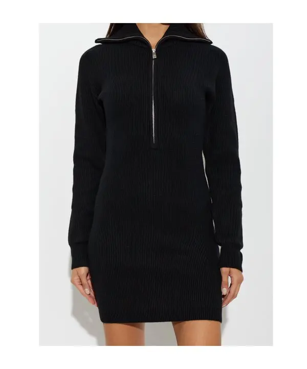 ANINE BING Half-zip High-neck Ribbed Dress