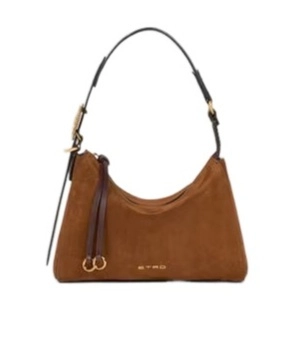 Etro Suede Buckled Shoulder Bag - Brown