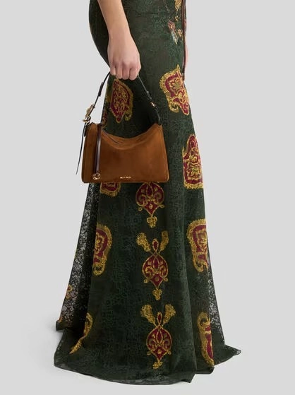 Etro Suede Buckled Shoulder Bag - Brown