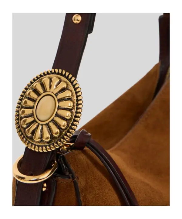 Etro Suede Buckled Shoulder Bag - Brown