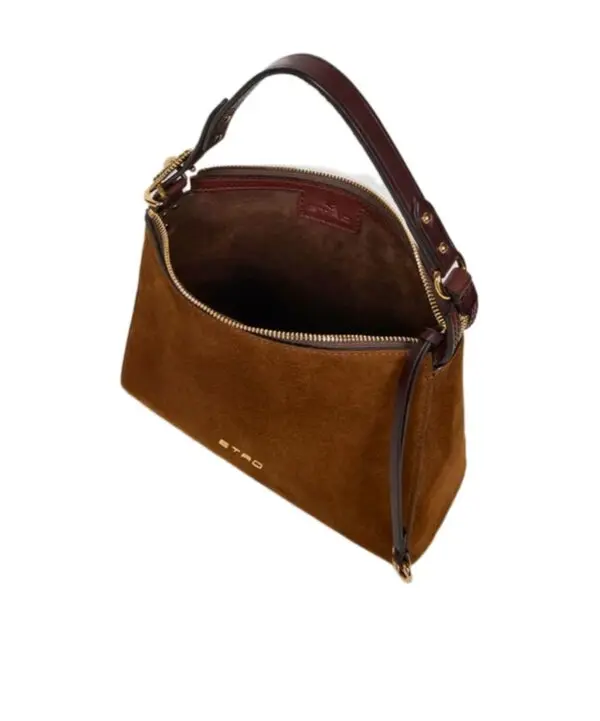 Etro Suede Buckled Shoulder Bag - Brown