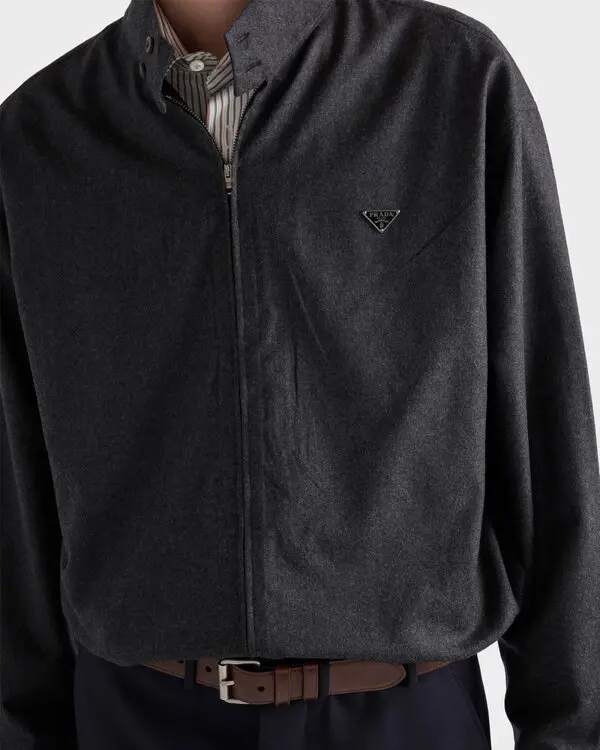 Prada Wool Shirt - Bituminous Ash Free