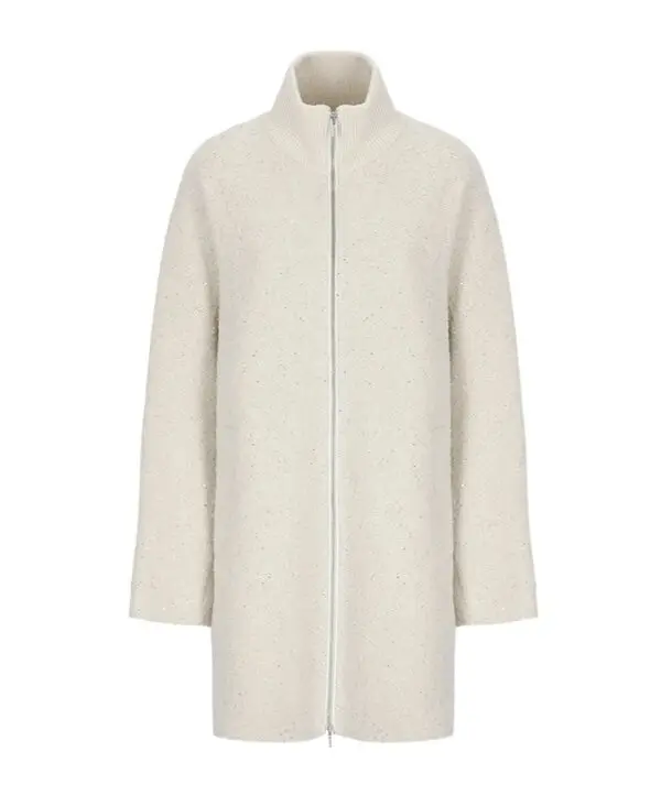 Peserico Ribbed Collar Sequined Coat