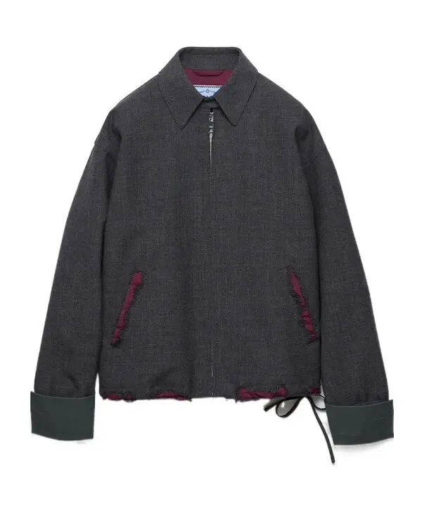 Prada Bonded Devoré Hopsack Blouson - Slate/garnet