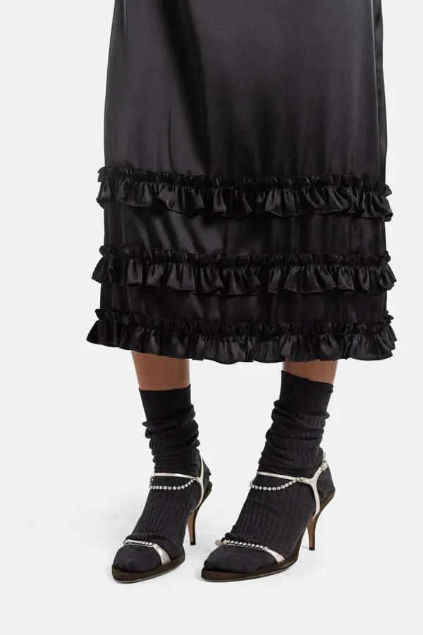 Simone Rocha Lace-trimmed Ruffle Midi Dress