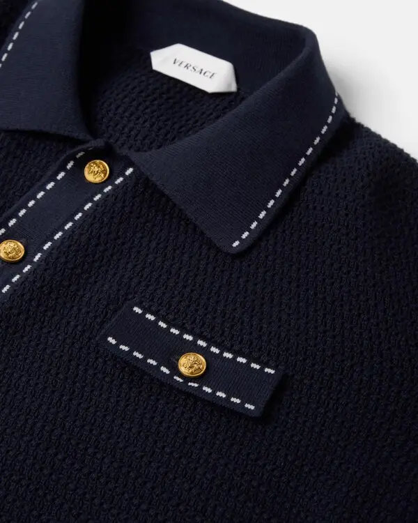 Versace Contrast-stitch Waffle-knit Cardigan