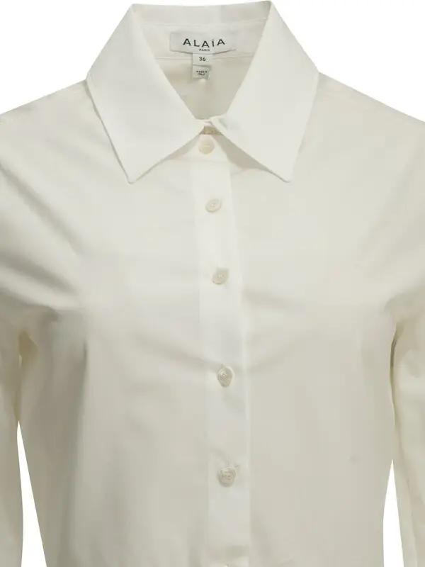 Alaïa Peplum Long-sleeved Poplin Shirt