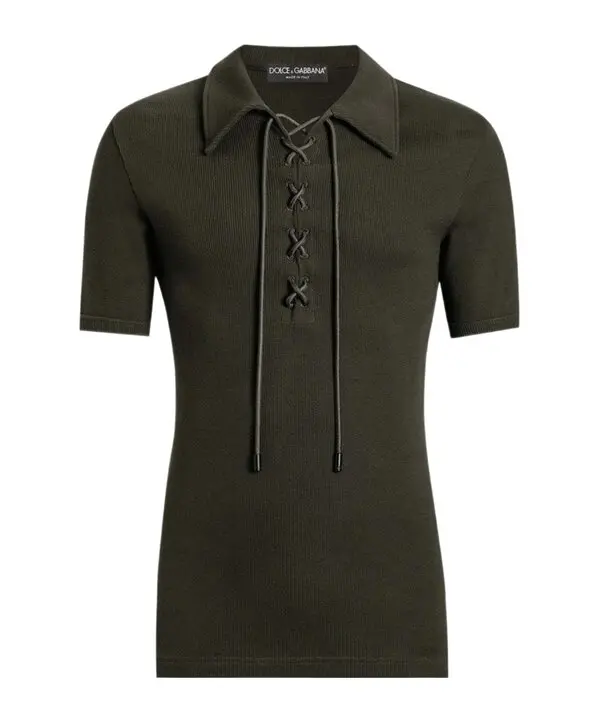 Dolce & Gabbana Lace-up Polo Shirt