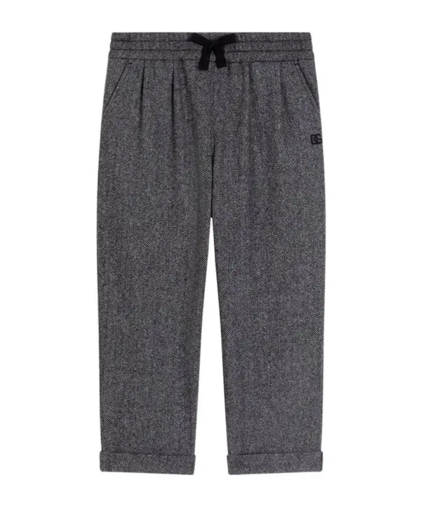 Dolce & Gabbana Herringbone Drawstring Trousers - Black