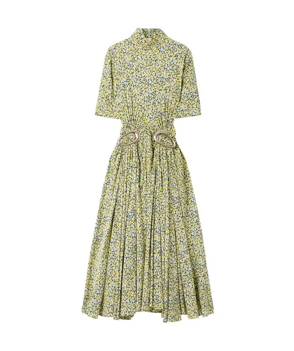 Bottega Veneta High-necked Short-sleeved Dress - Nude