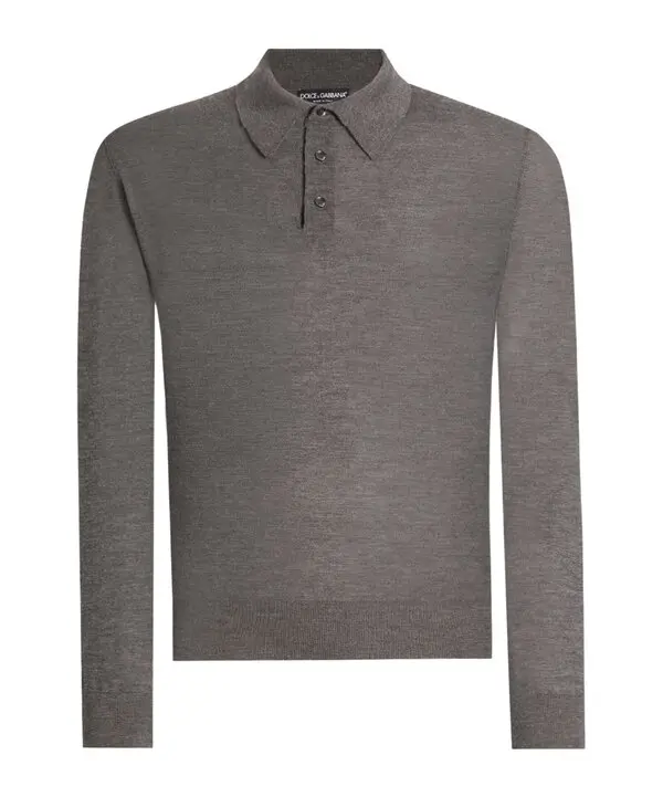 Dolce & Gabbana Long-sleeve Polo Shirt - Grey