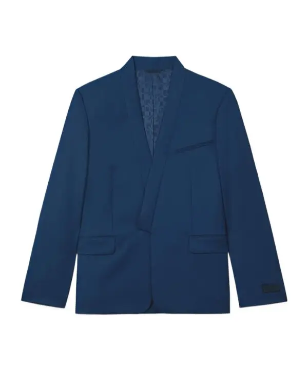 Kenzo Single Breasted Kimono Tailored Jacket In Viring Wool - Blue-black