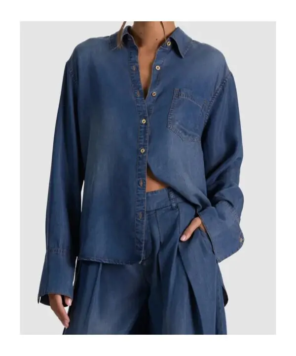 ALICEOLIVIA Denim Button-down Shirt