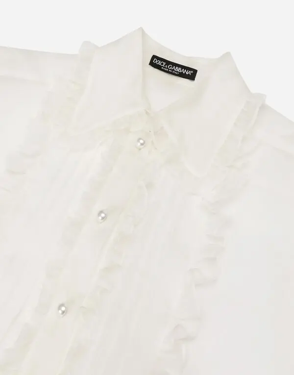 Dolce & Gabbana Ruffled Sheer Cotton Blouse