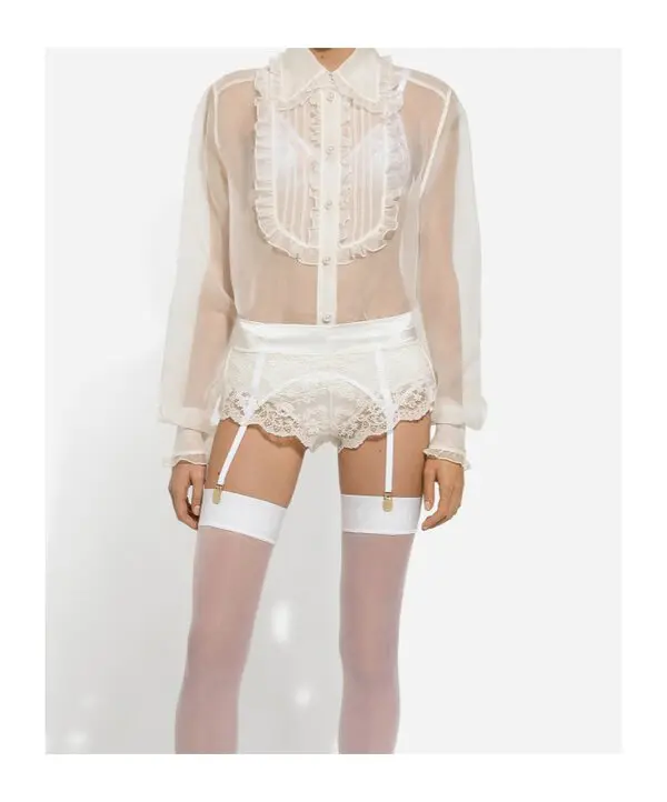 Dolce & Gabbana Ruffled Sheer Cotton Blouse