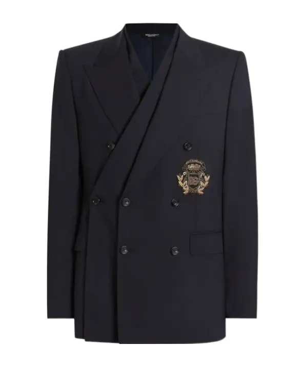 Dolce & Gabbana Double-breasted Crest-embellished Blazer