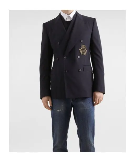 Dolce & Gabbana Double-breasted Crest-embellished Blazer