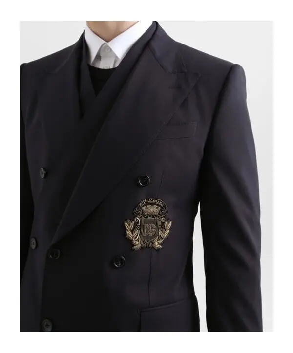 Dolce & Gabbana Double-breasted Crest-embellished Blazer