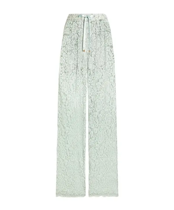 Dolce & Gabbana Floral Lace Palazzo Pants - Green
