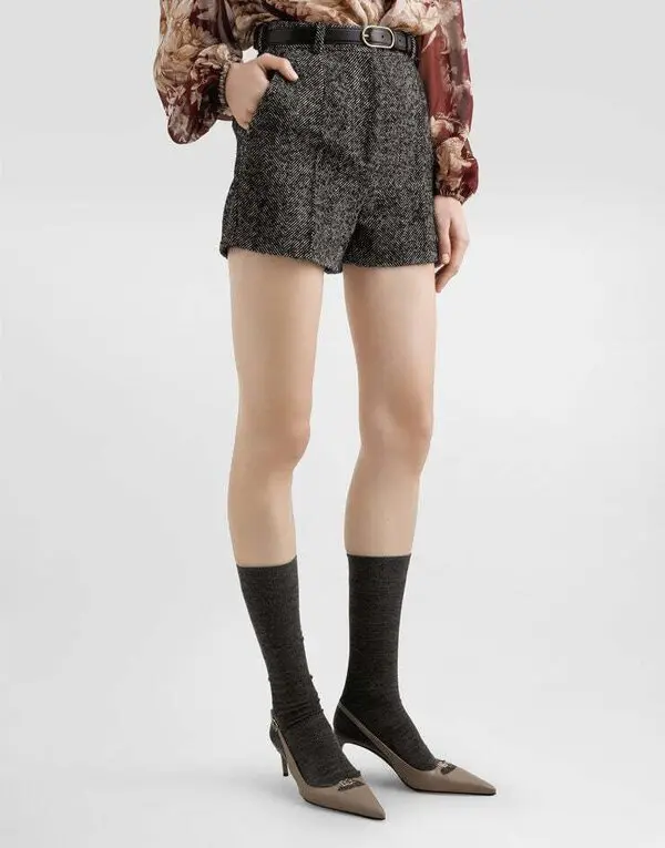 Dolce & Gabbana Wool Herringbone Shorts