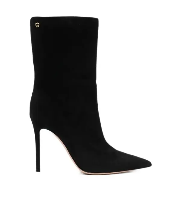 GIANVITO ROSSI Suede Highheel Midcalf Boots - Black