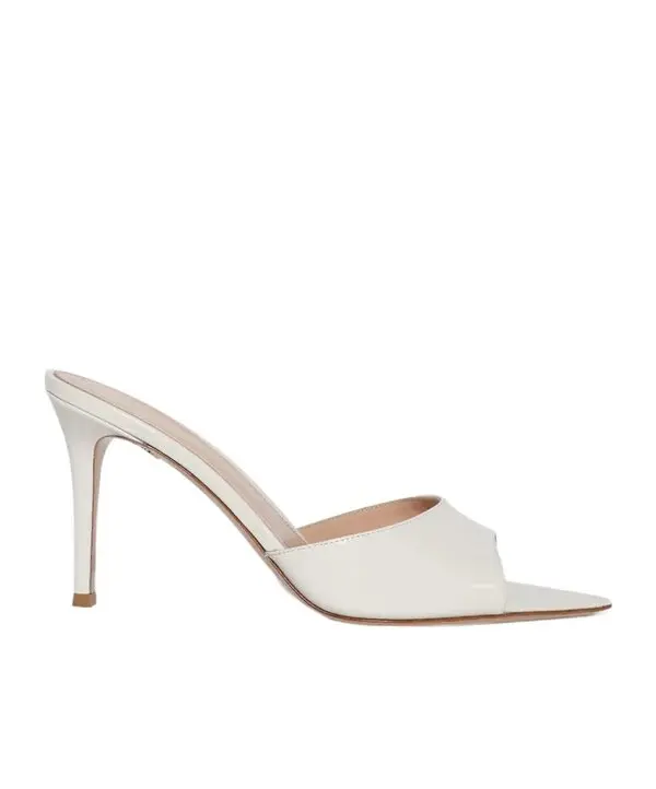 GIANVITO ROSSI Glossy Pointedtoe Stiletto Mule Slides - White