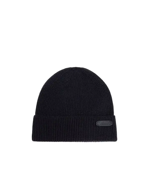 Brioni Ribbed Patch Beanie Hat