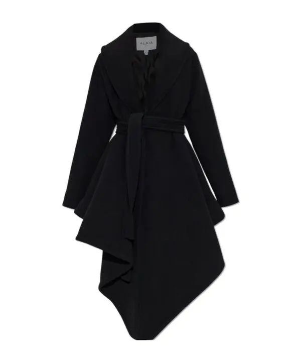 Alaïa Belted Asymmetric Robe Coat - No