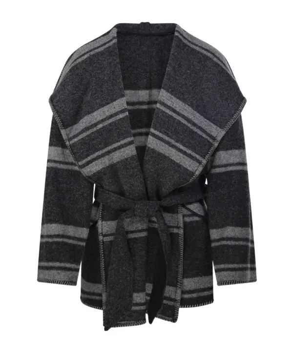 Isabel Marant Étoile Striped Wrap Belted Woolblend Coat