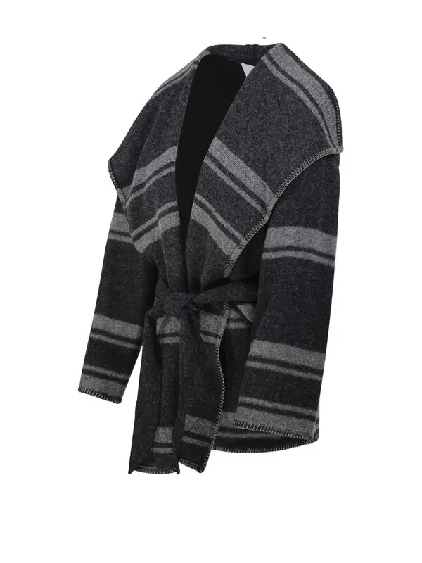 Isabel Marant Étoile Striped Wrap Belted Woolblend Coat